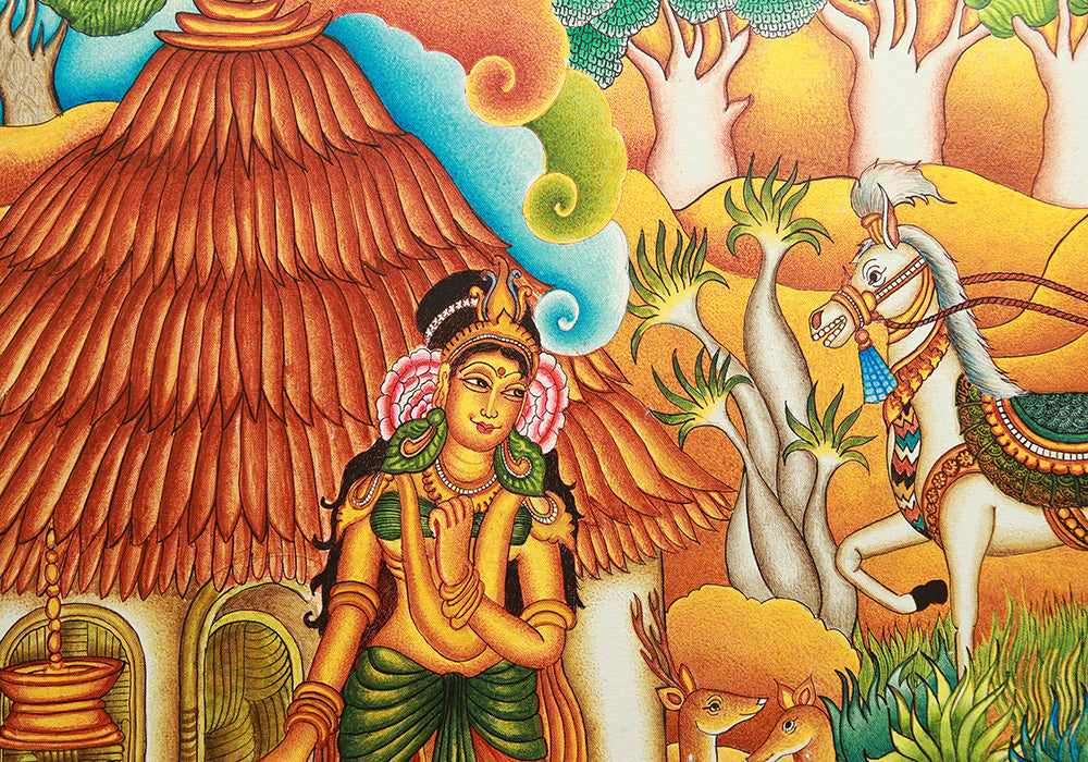 Jayadratha - Hand Painted Mural Painting from the Mahabaratha series ...